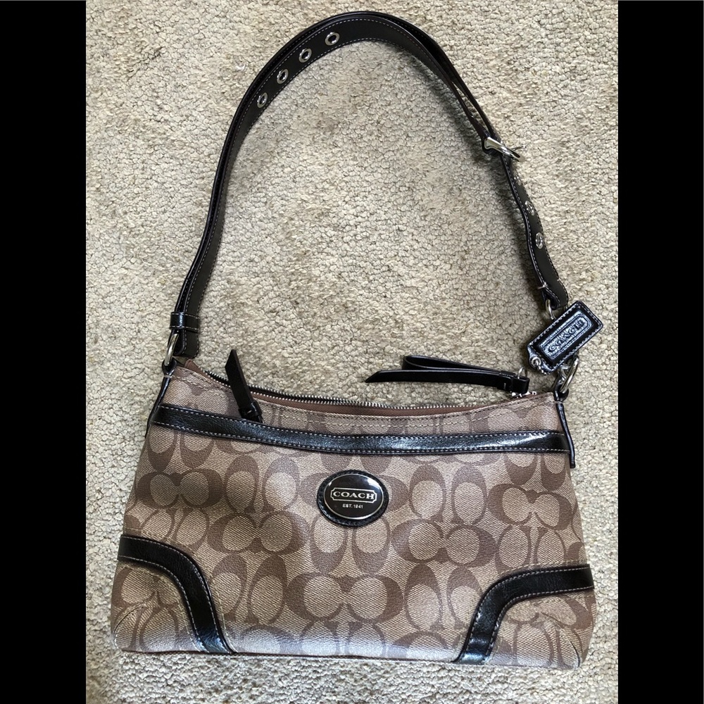 Coach Signature Khaki/Mahogany Duffle Bag. - Gem